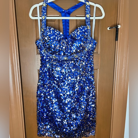 Dresses | Blue Sequin Cocktail Dress | Poshmark